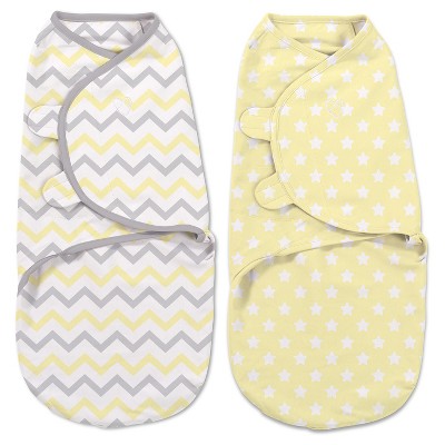 SwaddleMe® Original Swaddle 2pk – Gray & Yellow Chevron/Stars (S, 0-3mo ...
