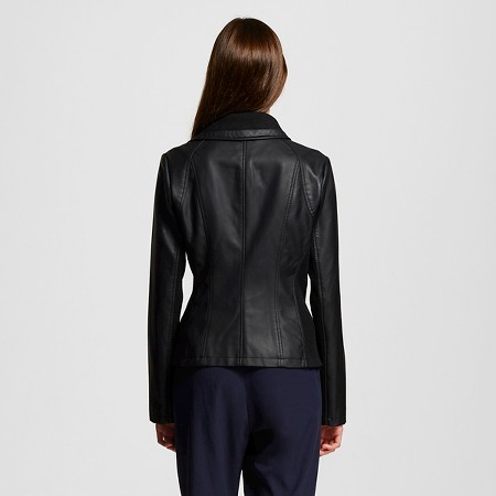 Women's Rib Trim Faux Leather Jacket - Mossimo : Target