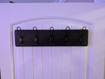 Emma And Oliver Rustic Brown Wall Hanging Storage Rack With 5 Hooks For ...