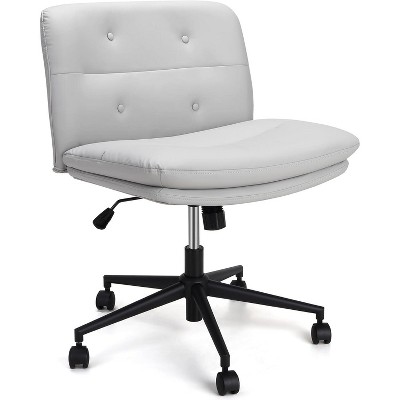 Modern Office Chair, Armless Cross Legged Desk Chair, PU Leather ...