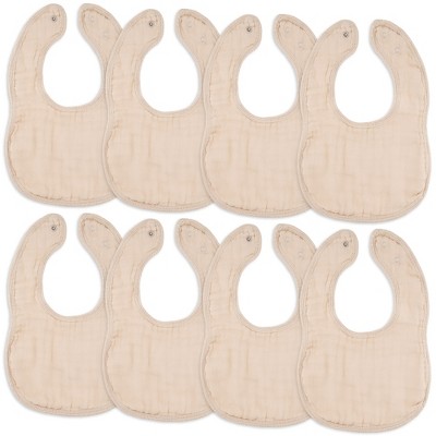 Muslin Cotton Baby Bibs, 8 Pack, Adjustable Size With Easy Snaps, Soft ...