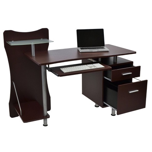 Stylish Computer Desk With Storage Brown - Techni Mobili : Target