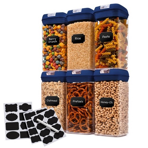 Cheer Collection Set Of 6 42oz Airtight Food Storage Containers (navy ...