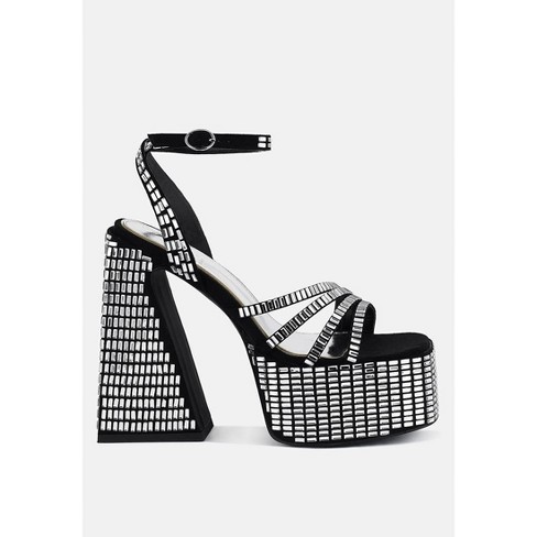 Mirror Embellished Flare Block Heel Sandals : Target