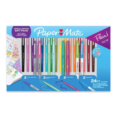 Brandclub - Paper Mate Flair 24pk Felt Tip Pens 4 Tips Styles ...