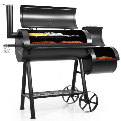 Sugift Heavy-duty Charcoal Bbq Grill And Offset Smoker In Black : Target