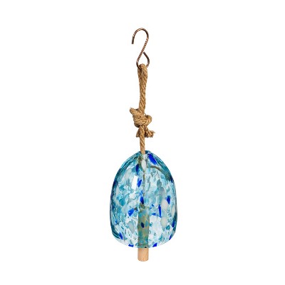 Evergreen Art Glass Speckle Light Blue Bell Chime : Target