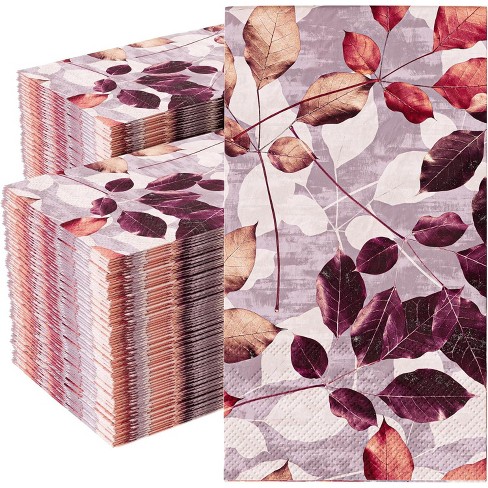 Trendables 100 Count Rectangle Paper Napkin Rose Gold Leaf Print Dinner ...