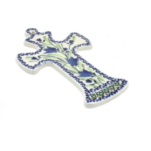 Blue Rose Polish Pottery Blue Tulip Cross : Target