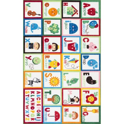 Nuloom Kids Washable Round Alphabet Rug : Target