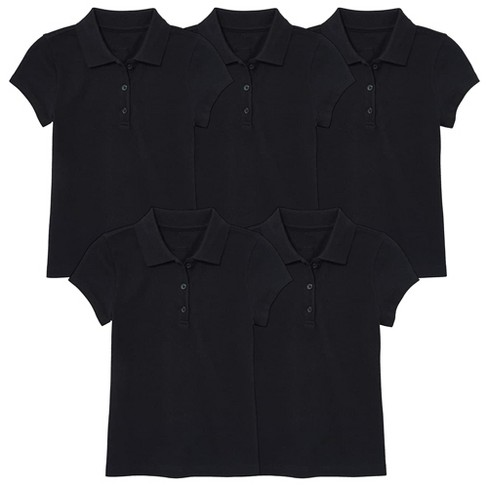 5-pack Girl's 3-button Short Sleeve Stretch Pique Polo Shirts School ...