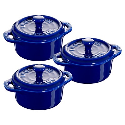 Staub Ceramic 3-pc Mini Round Cocotte Set - Dark Blue : Target