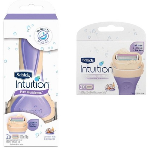 Schick Intuition Pure Nourishment Razor With 9 Refill Blade Cartridges ...