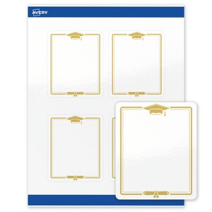 Avery® Glossy 4" x 3-1/3" Labels, Gold Graduation Cap, 40ct : Target