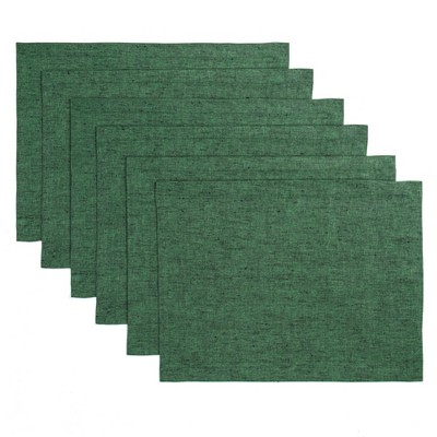 Solino Home Linen Placemats Forest Green Set of 6, 14 x 19 Inches ...