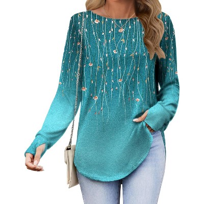 Zeagoo Womens Tunic Tops to Wear with Leggings Long Sleeve Crew Neck ...