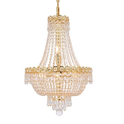 Elegant Lighting Century 8 Light Gold Pendant Clear Royal Cut Crystal ...