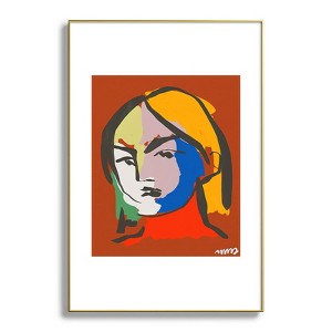 Marin Vaan Zaal Helene in Red Modern Female 24" x 36" Gold Metal Framed ...