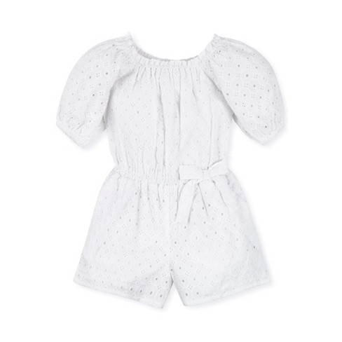 Hope & Henry Girls' Puff Sleeve Eyelet Romper, Kids, 6 : Target