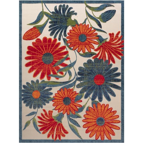 Nourison Aloha Daisy Flower Flatweave High-low Indoor Outdoor Area Rug ...