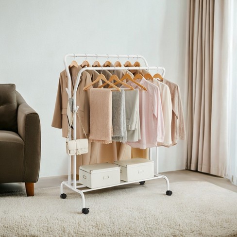Double-rod Clothes Rack 40.7 Inches Wide Clothing Rack For Hanging ...