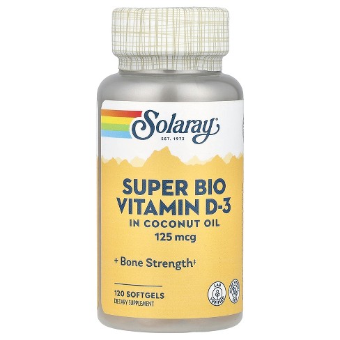Solaray Super Bio Vitamin D-3, 125 Mcg, 120 Softgels : Target