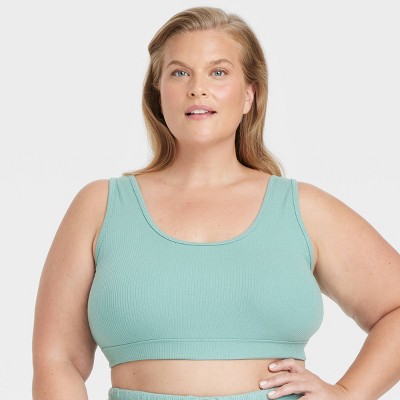 Women's Rib Knit Scoop Bralette - Auden™ Teal Blue 2x : Target