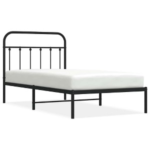 vidaXL Metal Bed Frame without Mattress with Headboard Black Twin : Target