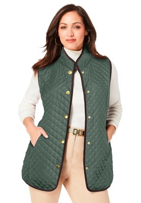 Jessica London Women’s Plus Size Quilted Vest, 30 W - Pine : Target