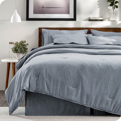 Queen Heather Dark Blue Bedding Set By Bare Home : Target