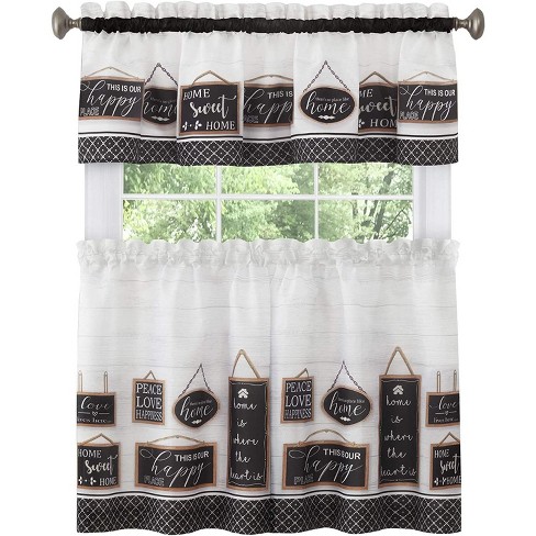 Kate Aurora Modern Farmhouse Complete 3 Piece Rod Pocket Tier And ...