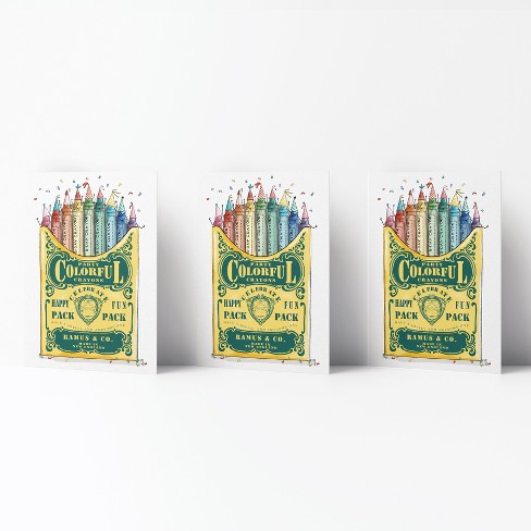Birthday Greeting Card Pack (3ct) "party Crayons" By Ramus & Co : Target