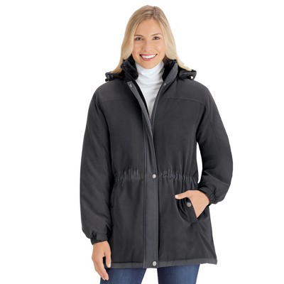 Women's Softshell Long Anorak Jacket, Waterproof And Hooded Windbreaker ...