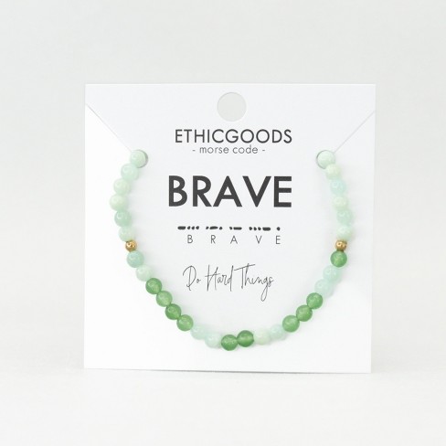 Ethic Goods Women's 4mm Morse Code Bracelet [brave] - Emerald & Green ...