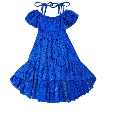 Bluest Of Blues Cold Shoulder Maxi Sundress Mia Belle Girls, Blue, 2t ...