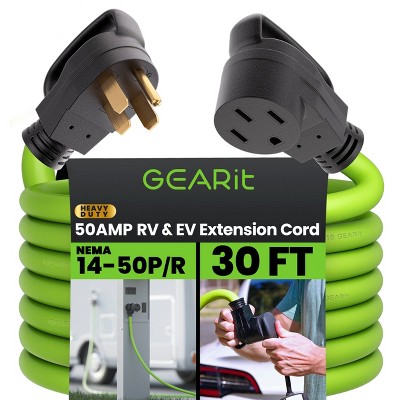 GEARit 50 Amp NEMA 14-50 Heavy Duty Extension Cord Power Cord, Green ...