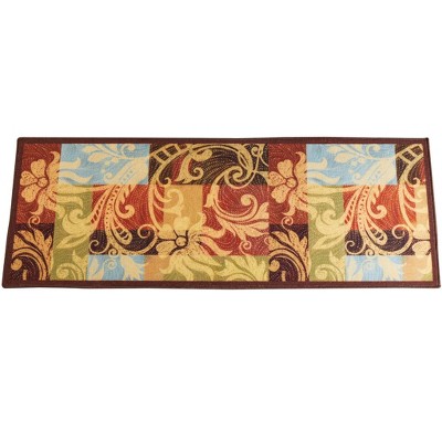 Collections Etc Elegant Scrolling Colorblock Leaf Design Accent Rug 26 ...