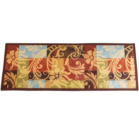 Collections Etc Elegant Scrolling Colorblock Leaf Design Accent Rug 26 ...