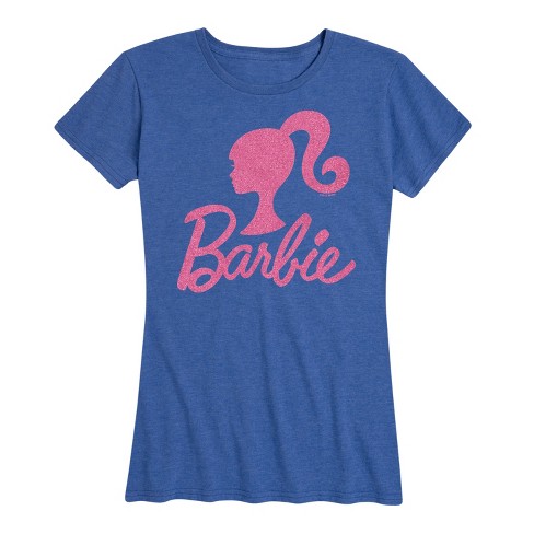 Women's Barbie Pink Glitter Logo Short Sleeve Graphic T-shirt - Heather ...