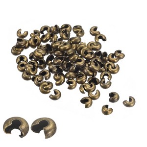 Unique Bargains Jewelry Making DIY Copper Round Open Crimp Beads Covers ...