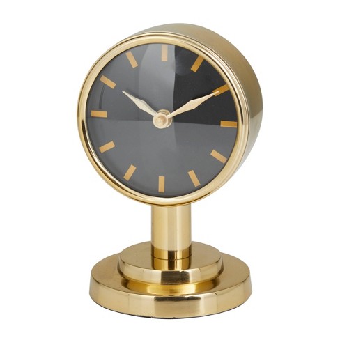 Olivia & May 7"x4" Stainless Steel Small Clock Gold: Modern Analog ...