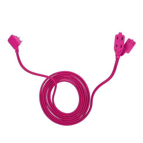 Globe Electric 9' Fabric Extension Cord With 3 Polarized Outlets, Neon ...