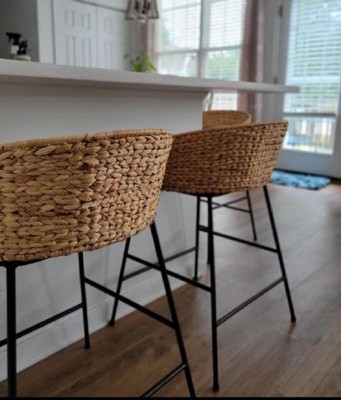 Landis Woven Backed Counter Height Barstool With Cushion - Threshold ...