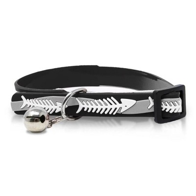 Hq Pets Fish Bone Design Pvc Collars With Secure Closure,black : Target