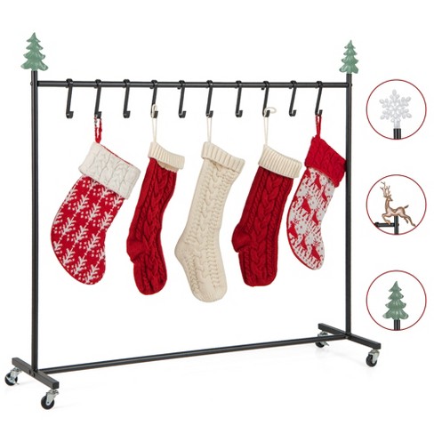 Tangkula Christmas Stocking Holder 46 Metal Stocking Stand With Christmas Decorations Freestanding Stocking Hanger Clothes Rack W 10 Hooks Target