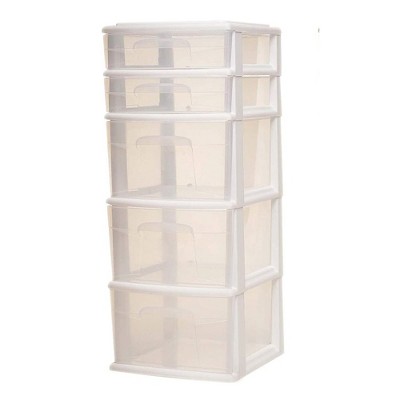 Homz Clear Plastic 5 Drawer Medium Home Organization Storage Container ...