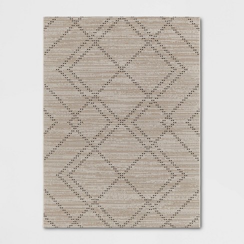 5'3"x7' Dotted Diamond Rectangular Woven Indoor Outdoor Area Rug Tan ...