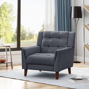 Upholstered Accent Chair Mid Century Modern Armchair Tufted Club Chair ...