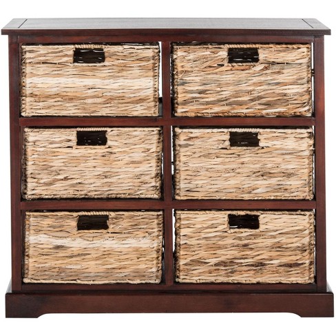 Keenan 6 Wicker Basket Storage Chest - Cherry - Safavieh. : Target