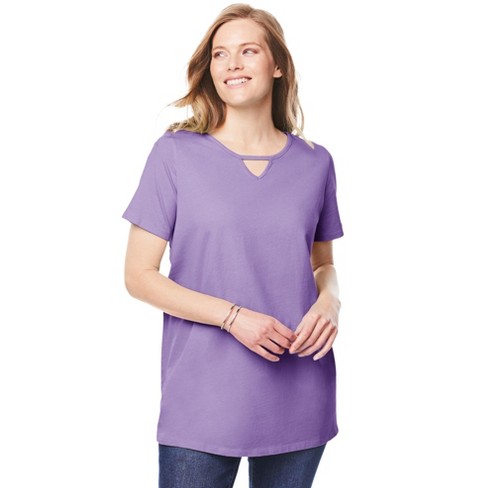 Woman Within Women's Plus Size Perfect Short-sleeve Keyhole Tee - 26/28 ...